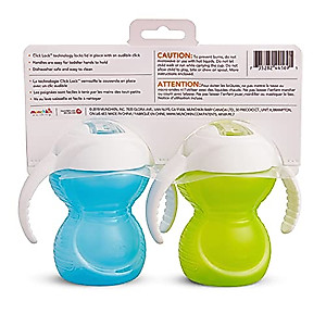 Munchkin® Click Lock™ Bite Proof Trainer Cup, 7 Ounce, 2 Pack, Blue/Green