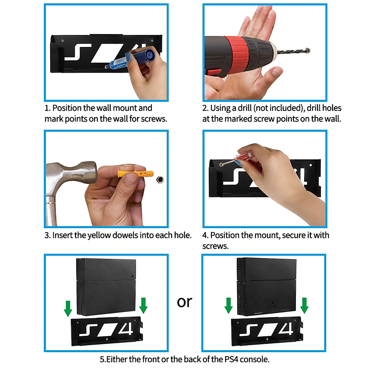 DUDUXI PS4 Original (Old Model) Wall Mount, Stealth Mount Bracket for Optimized Space, Cooling and Organization