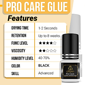 Pro Care Extra Strong Eyelash Extension Glue 5ml-Forabeli/1-2 Sec Drying time/Retention – 8 Weeks Maximum Bonding Power/Black Adhesive for Semi-Permanent Extensions/Professional Lash Supplies