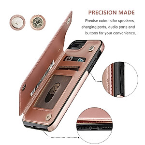 for iPhone 7 Plus/8 Plus Wallet Case with Card Holder,OT ONETOP Premium PU Leather Kickstand Card Slots Case,Double Magnetic Clasp and Durable Shockproof Cover 5.5 Inch(Rose Gold)
