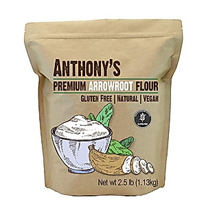 Anthony's Premium Arrowroot Flour Powder, 2.5 lb, Gluten Free, Non GMO, Cornstarch Alternative
