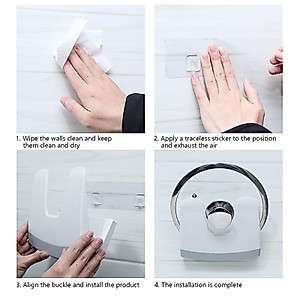 HLTER Pot Lid Rack, Wall Mounted Pot Lid Holder, pot lid storage racks holders, Household Punch-Free Wall-Mounted Kitchen Utensils for Kitchen Counter Decor Countertop Stove Top