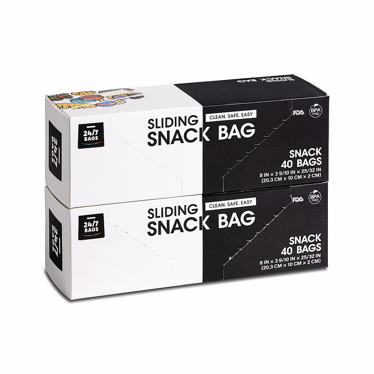 Snack Slider Storage Bags- 80 Count, Featuring Expandable Bottom, Zero BPA, Microwave-Safe(2 boxes of 40)