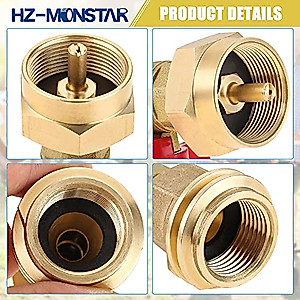 20lb to 1lb Propane Tank Adapter with Valve for 1lb / 16.4oz Disposable Throwaway Cylinder, Convert CGA600 to QCC1 Male Thread / POL Female Thread, Hook Up Small Propane Tanks When 20lb Ran Out