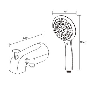 YASINU All Metal Bathtub Faucet with Sprayer 10 Settings, Tub Spout with Diverter Matte Black