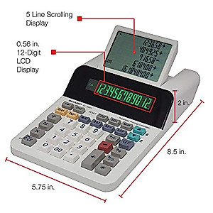 Sharp El-1501 Compact Cordless Paperless Large 12-Digit Display Desktop Printing Calculator That Utilizes Printing Calculator Logic