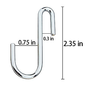 BAYEAR S-Shaped Hook, 10 Pieces of Carbon Steel Silver Metal Hook, Coffee Cup Hook, Suitable for Kitchen, Wardrobe, Bathroom, Office, Flower Basket, Garden Plants or Outdoor Activities.