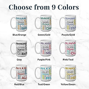 Let's Make Memories Personalized Your Name Signature Mug - Custom 15oz Coffee Mug - Pink/Teal