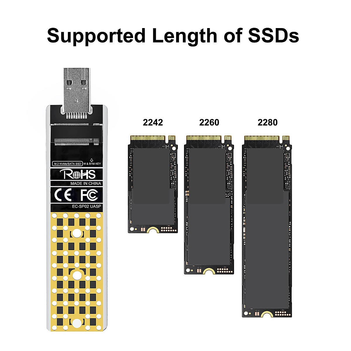ANYOYO M.2 to USB Adapter, NVME to USB Adapter M.2 to USB 3.1 Adapter 10 Gbps Converter Reader Compatible with M.2 NVMe/SATA(NGFF) SSD Based M Key and B+M Key Support 2242 2260 2280 Size SSD