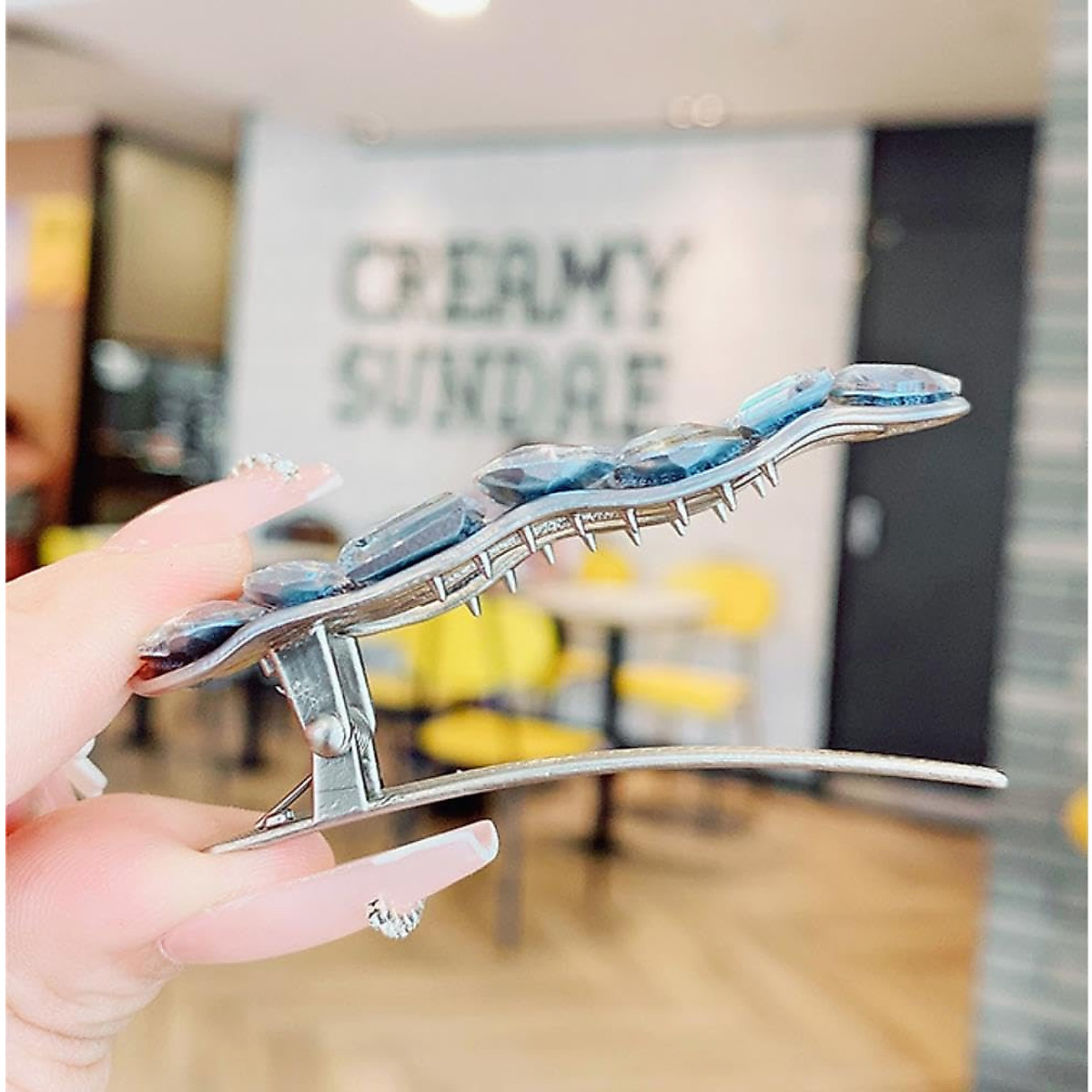 MOESUYUM 3PCS Rhinestone Hair Clips, Water Drop Crystal Hair Barrettes, Bling Metal Snap Duckbill Hairpins Sparkle Hair pin, Glittering Hair Accessories for Women