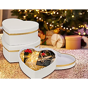 Oairse White Gift Boxes with Lids for Present Heart Shaped Flower Boxes for Arrangements Set of 4 Floral Gift Boxes for Bridesmaid, Proposal, Wedding, Birthday, Baby Showers