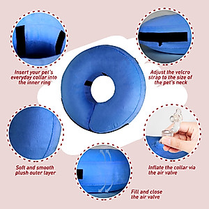 Tonqixope Inflatable Dog Cone Collar-Soft Protective Cone for Dogs After Surgery,Dog Donut Collar for Large Medium Small Dogs and Cats (Blue,Large)