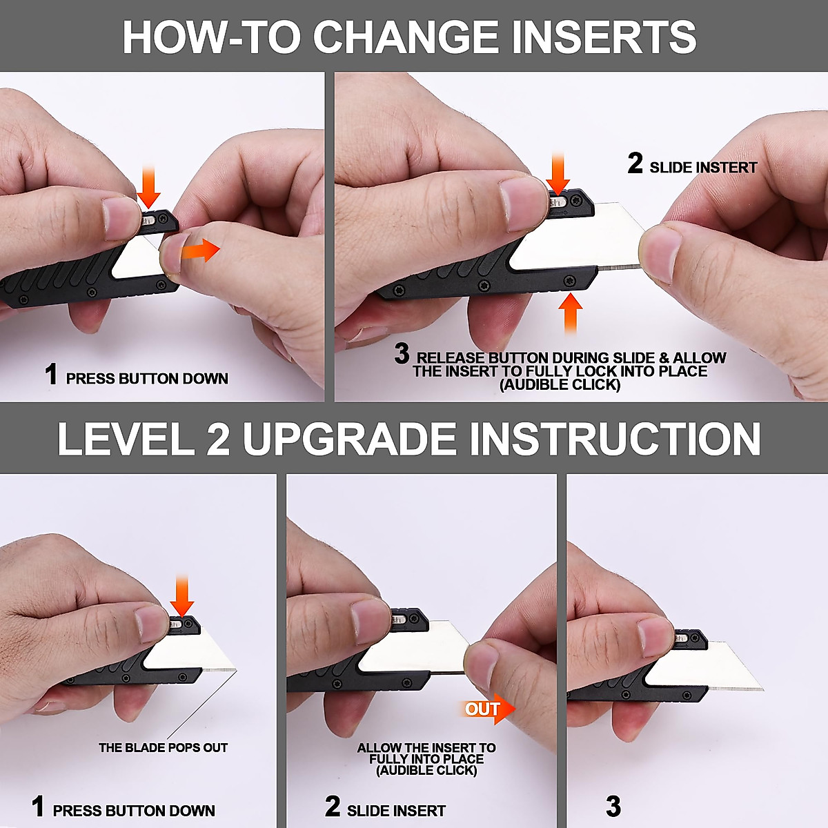 Ultem Utility Knife Pocket Box Cutter Retractable Razor Blade Knives EDC Outdoor Knife Christmast Gifts for him-black