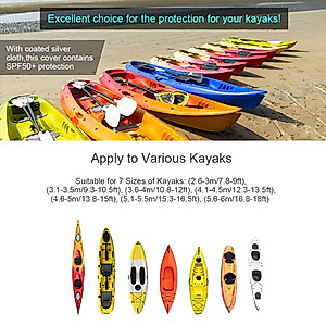 GYMTOP Waterproof Kayak Canoe Cover-7.8-18ft Storage Dust Cover UV Protection Sunblock Shield for Fishing Boat/Kayak/Canoe 7 Sizes (Gray(Upgraded), Suitable for 9.3-10.5ft Kayak)
