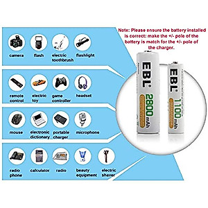 EBL AA Rechargeable Batteries 2800mAh Ready2Charge Quality AA Batteries - 16 Counts
