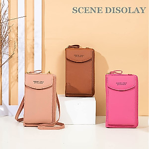 PAHVRION Small Crossbody Cell Phone Purse，Shoulder Bag with Strap for Women Cell Phone Purse Wallet with Credit Card Slots，Blue