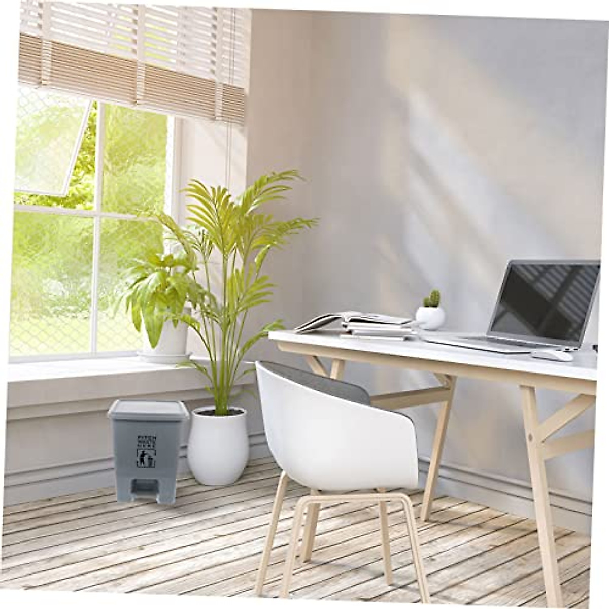 Operitacx 1pc Pedal Trash Can Round Trash Can Desk Dumpster Mesh Trash Can Dustbin Rubbish Can Kitchen Home Dustbin Large Capacity Garbage Can Waste Bin Rubbish Container Grey Plastic Simple