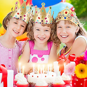 Civaner 17 Pcs Princess Party Crowns Set Princess Party Favors DIY Crown for Kids Supplies Tiaras Making Kit with Diamond Stickers Princess Party Supplies(Gold)