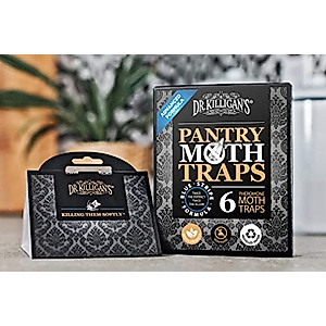 Dr. Killigan's Premium Pantry Moth Traps with Pheromones Prime | Non-Toxic Sticky Glue Trap for Food and Cupboard Moths in Your Kitchen | How to Get Rid of Moths | Organic (6, Black)