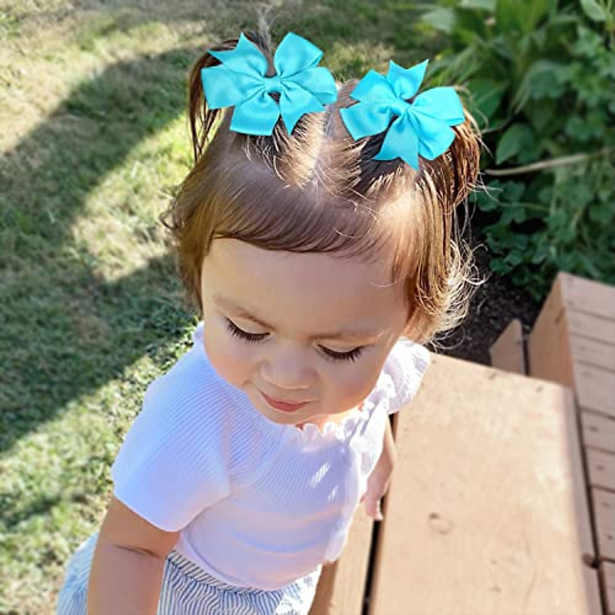 80 PCS Boutique Grosgrain Ribbon Pinwheel 3" Hair Bows Alligator Clips For Babies Toddlers Teens