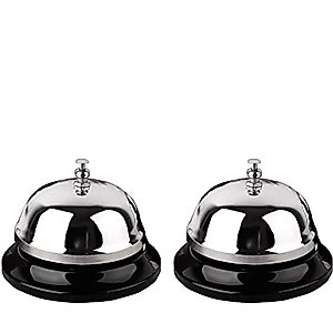 Call Bell 2 Packs 3.35 Inch Diameter with Metal Anti-Rust Construction, Ringing, Durable, Desk Bell Service Bell for Hotels, Schools, Restaurants, Reception Areas, Hospitals, Warehouses(Silver)