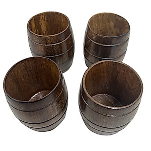 collectiblesBuy Handmade Barrel Shaped Mug Wooden Tea Cups Top Grade Natural Solid Wood Tea Cup Wooden, Classical Natural Solid Wood Drinking Cup Handmade Tea Cups Set of 4
