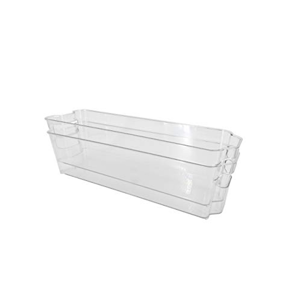 FixtureDisplays Stackable Plastic Organizer Storage Bins, Small - 2 Pack - Pantry Organization and Storage Refrigerator Bins Fridge Freezer Organizer 14.5 Long X 4.1 Wide X 4" Tall 15268-2PK-NF