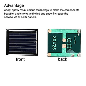 MECCANIXITY Mini Solar Panel Cell 1V 80mA 0.08W 30mm x 25mm for DIY Electric Power Project Pack of 5