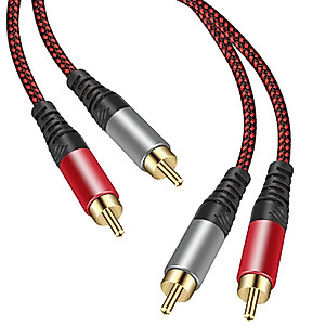 RCA Cable 3Ft,2Rca Male to 2-RCA Male Audio Stereo Subwoofer Cable [Hi-Fi Sound] Nylon-Braided Auxiliary Audio Cord for Home Theater, HDTV, Amplifiers, Hi-Fi Systems,Speakers and etc (3Ft)