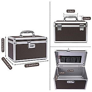 Locking Medication Box with Portable Storage Case, Childproof Medicine Lock Organizer, 12.2''x 7.2''x 7.6'', Lockable Empty First Aid Storage Cabinet, Lockbox for Drugs use (Coffee/Medium)