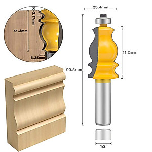 LEATBUY 1/2-Inch Shank Architectural Molding Router Bit Set 5 PCS, Corner Rounding Edge-Forming Roundover Beading Router Bit Set, Woodworking Milling Cutter Tools, Carbide Cutter CNC Router (FJ-55)