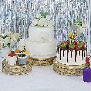 FEICTPOX Cake Stand Set of 3 Metal Cupcake Stands Dessert Display Plate for Wedding Party Birthday … (18K Gold)