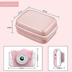 Fintie Kids Camera Case Compatible with Seckton/GKTZ/WOWGO/OMZER/Suncity/Agoigo/Ourlife/Rindol/Unicorn Toys Digital Camera & Video Camera, Hard Carrying Bag with Inner Pocket, Rose Gold