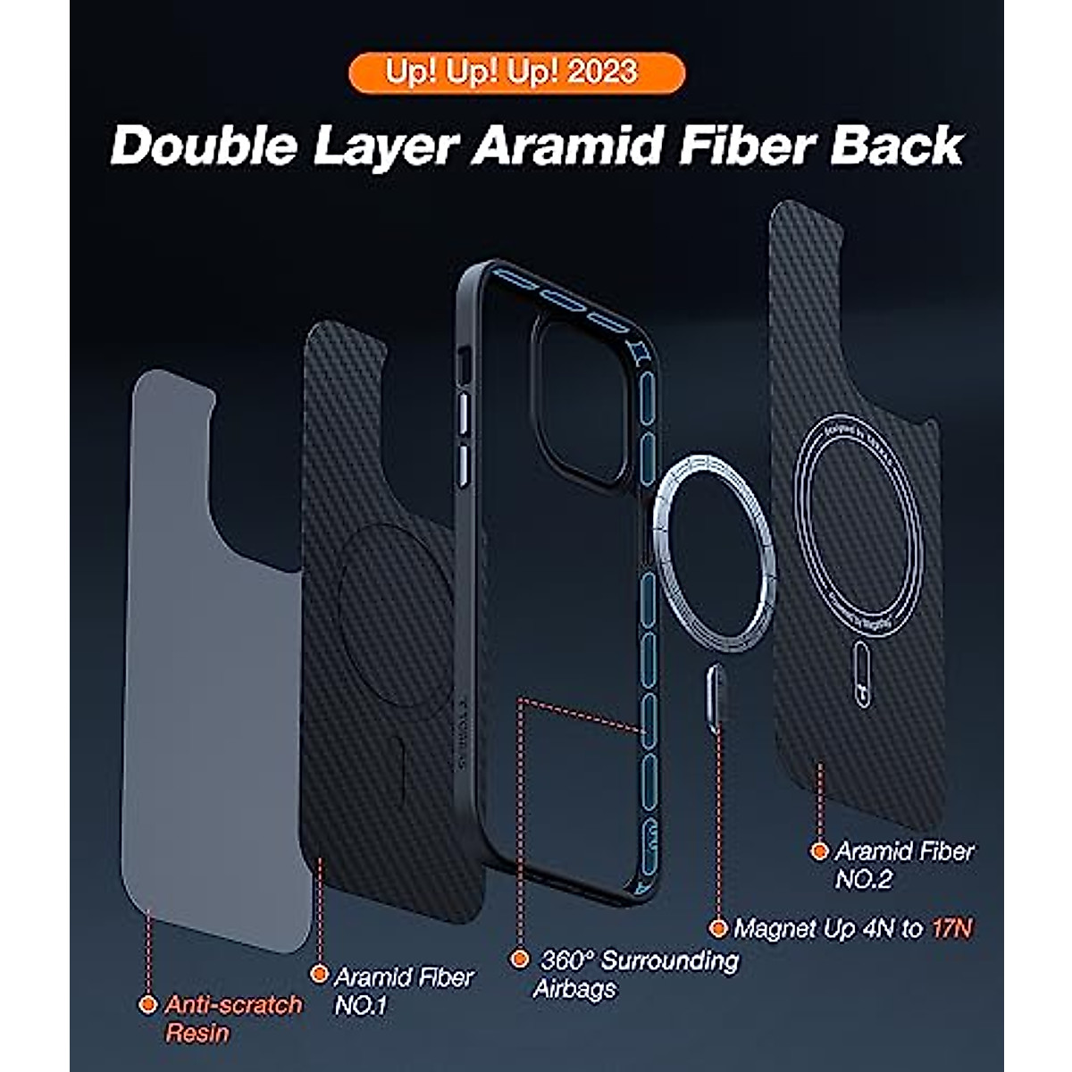 TORRAS 2023 Upgraded MegaMag Shield Designed for iPhone 14 Pro Max Case [Military Grade Drop Tested] [Compatible with MagSafe] for iPhone 14 Pro Max Phone Case [Aramid Fiber Made], Black