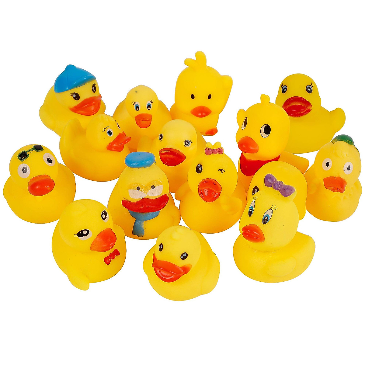 Cllayees Set of 15 Duck Bath Toy Rubber Duckies, 2 Inches Bathtub Duck Set Squeak Rubber Floating Duck Baby Shower Bath Tub Pool Toys