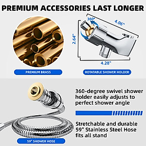 Gyierwe 5"Hand Shower Head, High-Pressure 10 Spray Settings, 59"Stainless Steel Shower Hose and 360° Adjustable Bracket, Quadruple Filtration Design to Improve Water Quality and Make Bathing Healthier