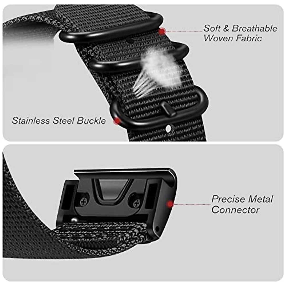 Fintie 22mm Band Compatible with Garmin Fenix 7/Fenix 6/Fenix 5, Quickfit Soft Woven Nylon Sport Strap Compatible with Garmin Fenix 6 Pro/Fenix 5 Plus/Forerunner 935 945/Instinct 1 2/Epix Gen 2 Smartwatch (Black)