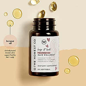 The Honest Company Keep It Lush Daily Postnatal Hair Wellness Supplement | Vegan, NSF-Certified, Non-GMO | 60 Count Softgels