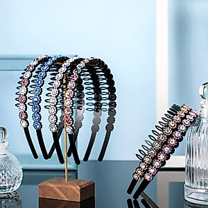 Hoteam Chic Flower Style Crystal Rhinestone Beaded Headbands with Comb for Women and Girls - Non-Slip Hair Accessories