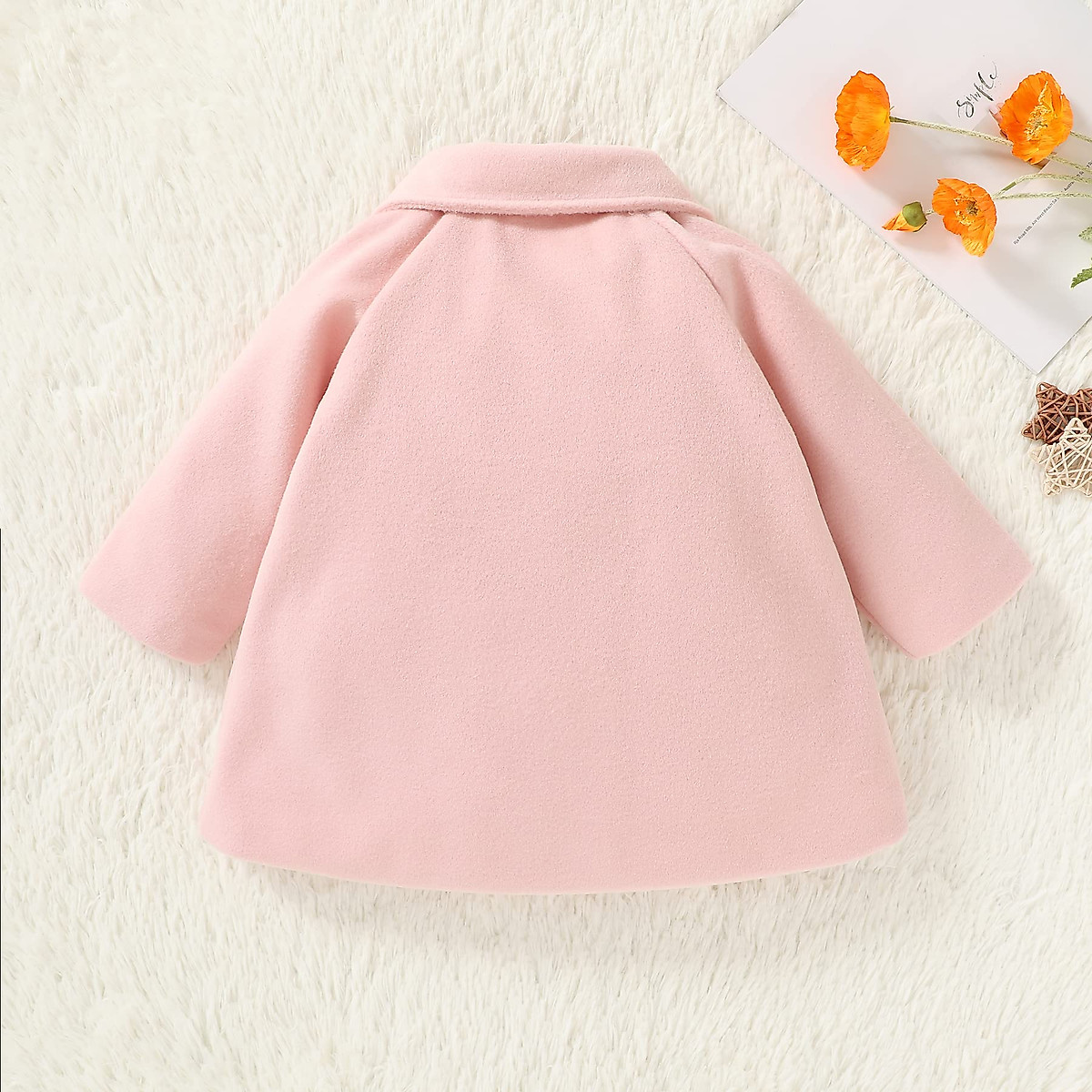 JEELLIGULAR Toddler Baby Girl Coats Kids Cloak Button Warm Thick Jacket Clothes Baby Fall Winter Outwear Clothes Set (Pink, 12-18 Months)