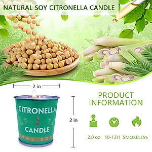 UNICY Pack Citronella Candles Outdoor Indoor, 8.0Oz Natural Soy Wax Off Candles for Caming Home Patio Summer Gift Clear Jar