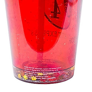 Silver Buffalo Harry Potter Hogwarts Express Plastic Snow Globe Cold Cup w/Lid and Straw, 14 Ounces