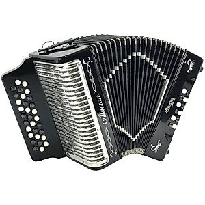 Alacran AL3112 Accordion Package: 31 Button, 12 Bass Accordion with Rigid Case and Adjustable Straps (Sol/GCF, Gloss Black)