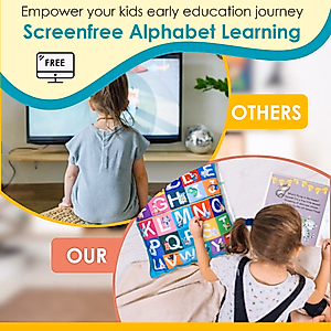 ABC Alphabet Learning Pillow Case and Book with Letter tracing, Early Childhood Education Materials and Activities for Preschooler and Toddler, Learning Toys gift for 3+ year old, Green no filling