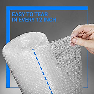 2-Pack Bubble Cushioning Wrap Rolls, 3/16" x 12" x 72' ft Total, Perforated Every 12", 20 Fragile Stickers for Packaging, Shipping, Mailing