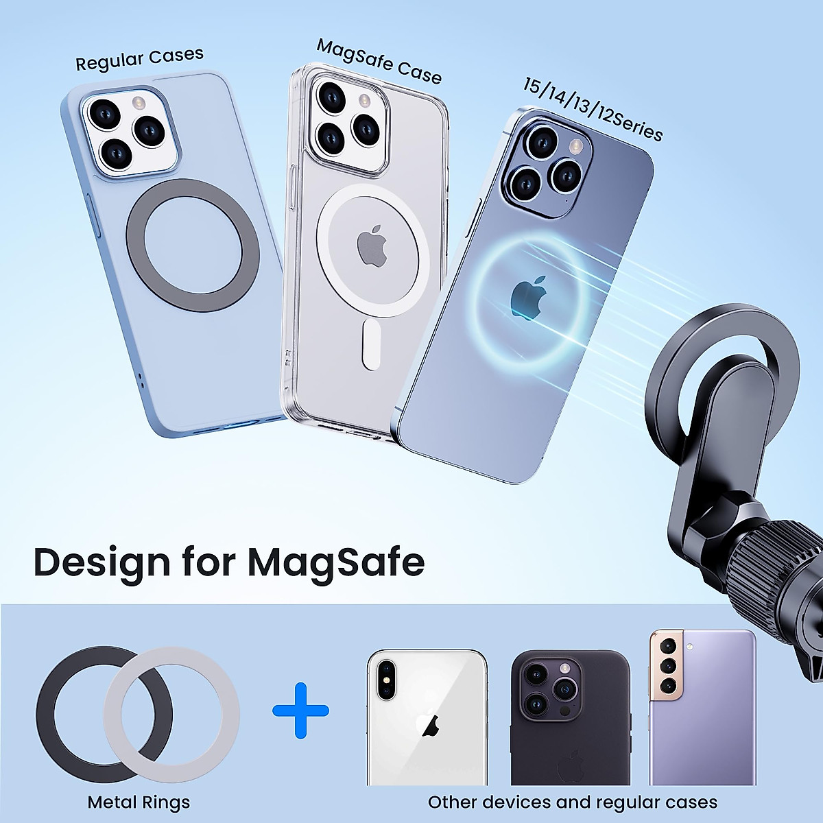PGU for Magsafe Car Mount [Strongest Magnets] Magnetic Phone Holder for Car [Hands Free] Air Vent Car Cell Phone Holder Mount Car Accessories for iPhone 14 13 12 Pro Max Plus Mini MagSafe Case