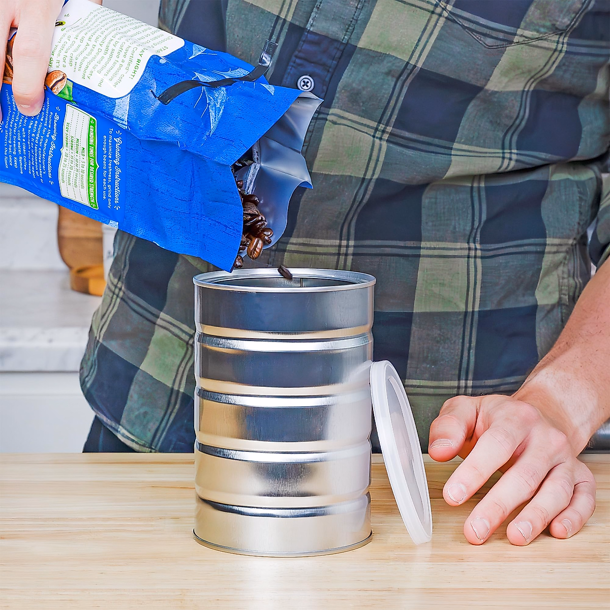 Cornucopia Empty Coffee Cans (4-Pack); Metal Cans for Kitchen Storage, Coffee Packaging and Arts & Crafts