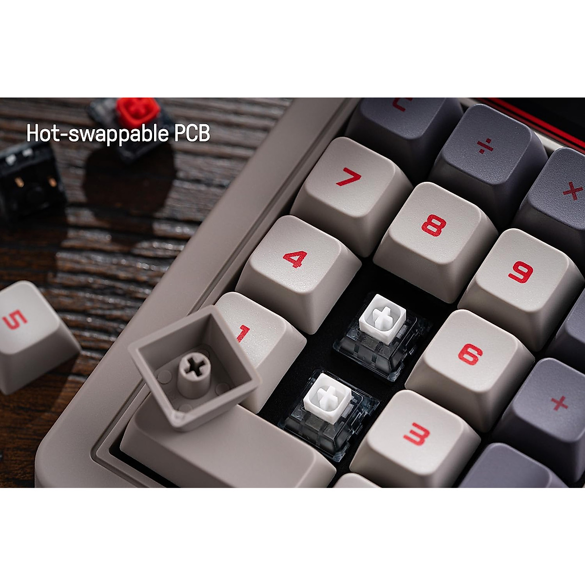8Bitdo 18 Keys Retro Mechanical Numpad, Supports PC Numpad & Standard Calculator Mode, Hot-swappable, PC Calculator Shortcut Button, Bluetooth/2.4G/Wired Numpad for Windows and Android - N Edition