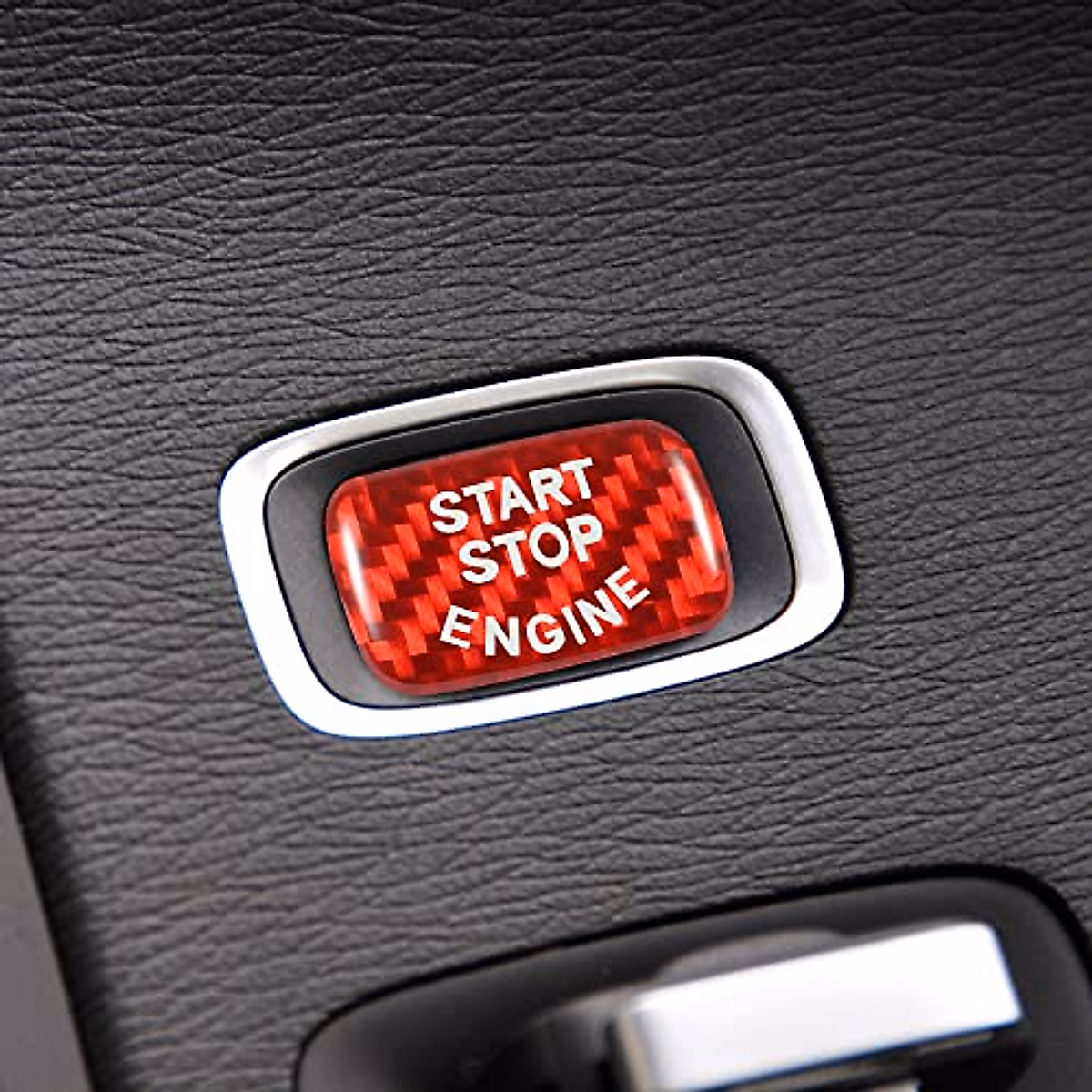 TOMALL Car Engine Start Button Cover Trim Compatible with Volvo XC60 S60 S80 Push Start Stop Button Ring Emblem Engine Ignition Keyless Cap Sticker for Car Carbon Fiber Interior Accessories Red Decor