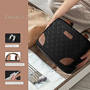 Travel Toiletry Bag for Women with Hanging Hook, Extra Large Travel Makeup Bag Organizer with Detachable Clear Bag, Suitable for Full-Sized Toiletries